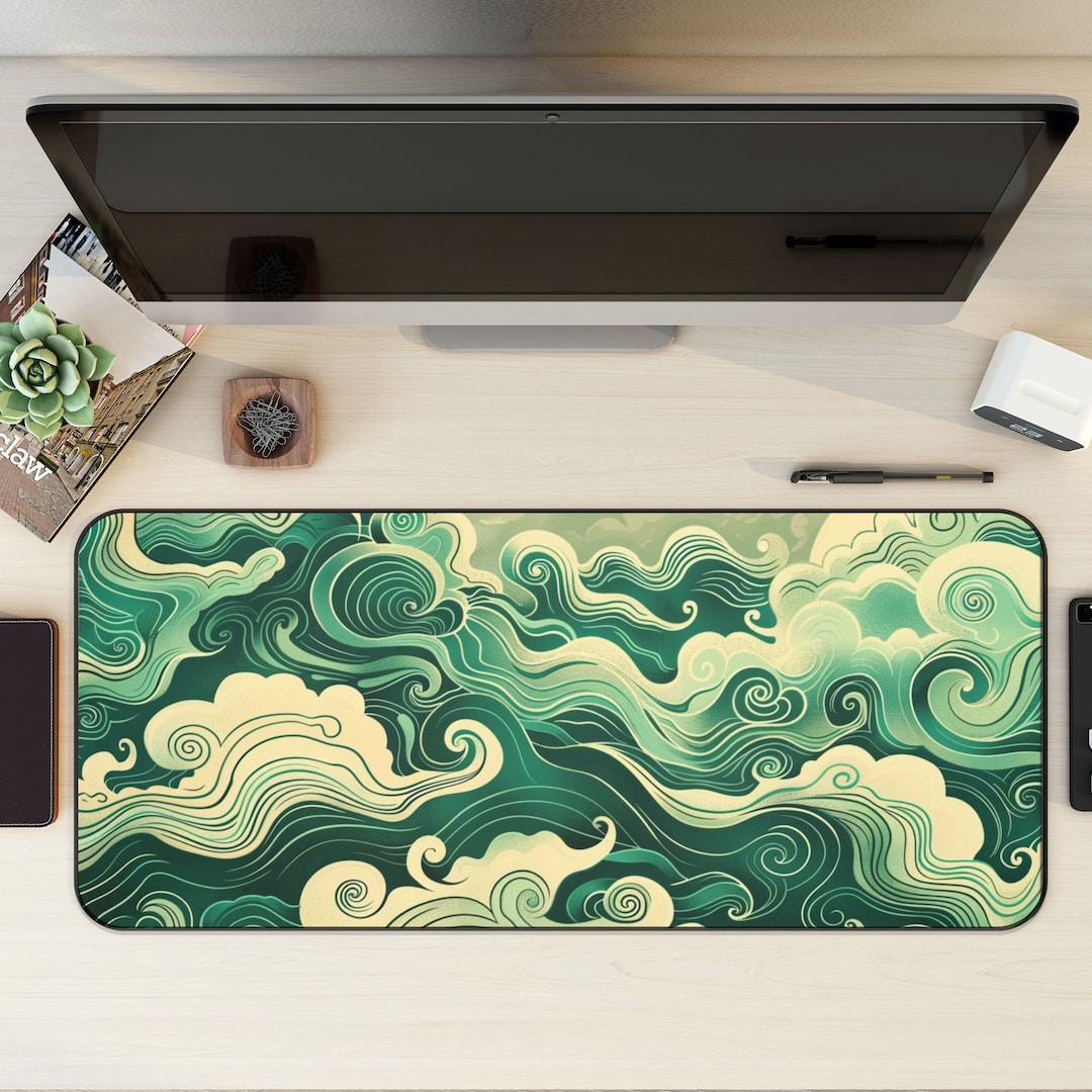 Green Desk Mat, Primordial Earth Desk Mat, Green Mousepad, Matcha Tea ...