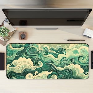 Green Desk Mat, Primordial Earth Desk Mat, Green Mousepad, Matcha Tea ...