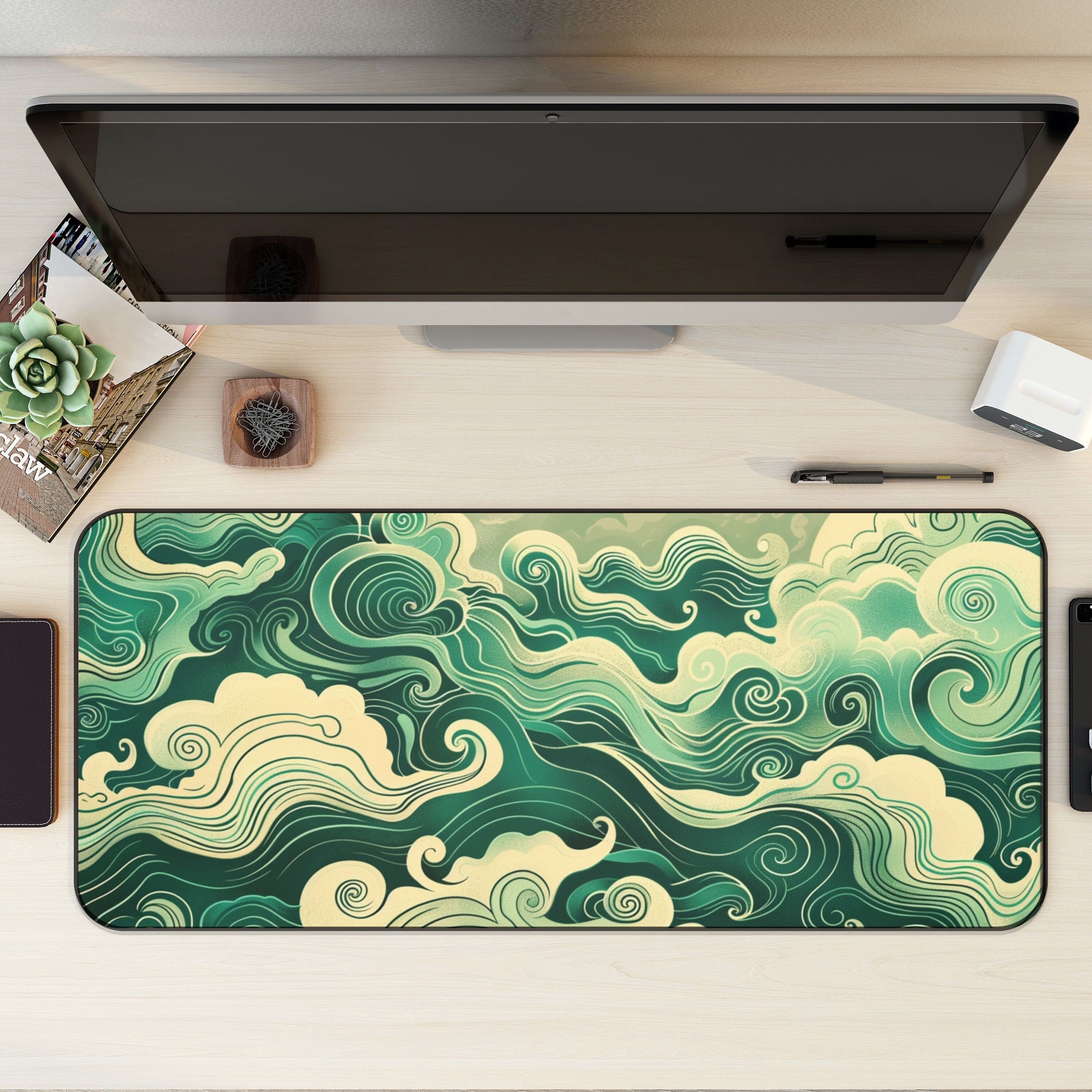 Green Desk Mat, Primordial Earth Desk Mat, Green Mousepad, Matcha Tea ...