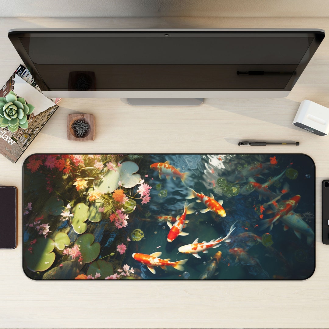 Japanese Koi Fish Desk Mat, Japan Desk Pad, Koi Fish Mouse Mat ...