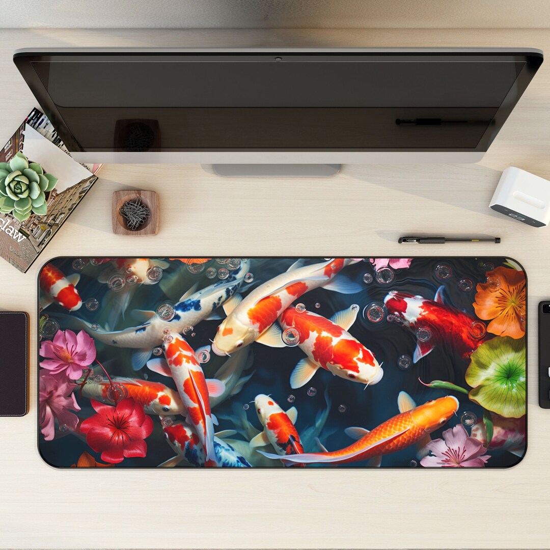 Japanese Koi Fish Desk Mat, Japan Desk Pad, Koi Fish Mouse Mat ...