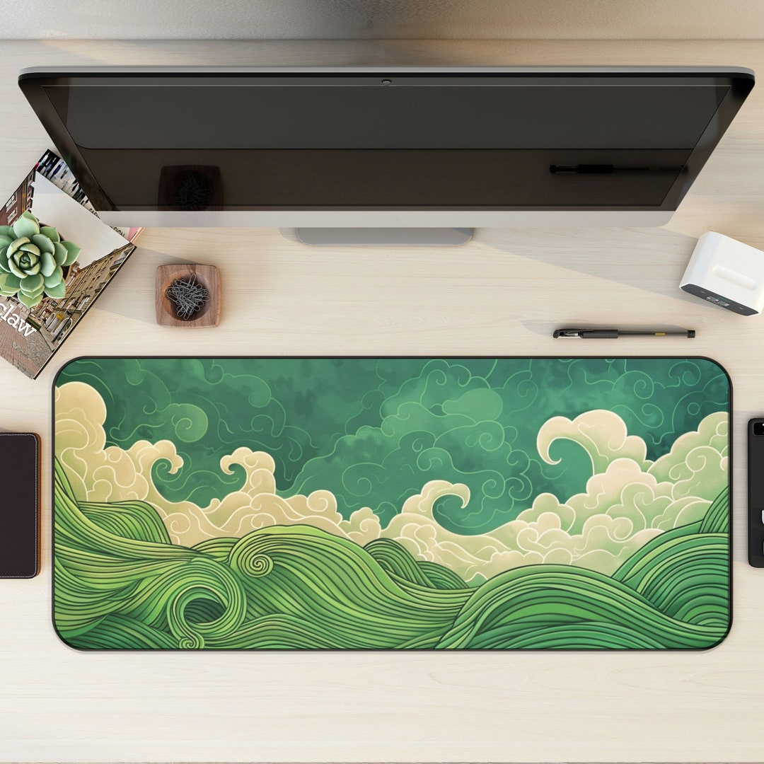 Green Desk Mat, Primordial Earth Desk Mat, Green Mousepad, Matcha Tea ...