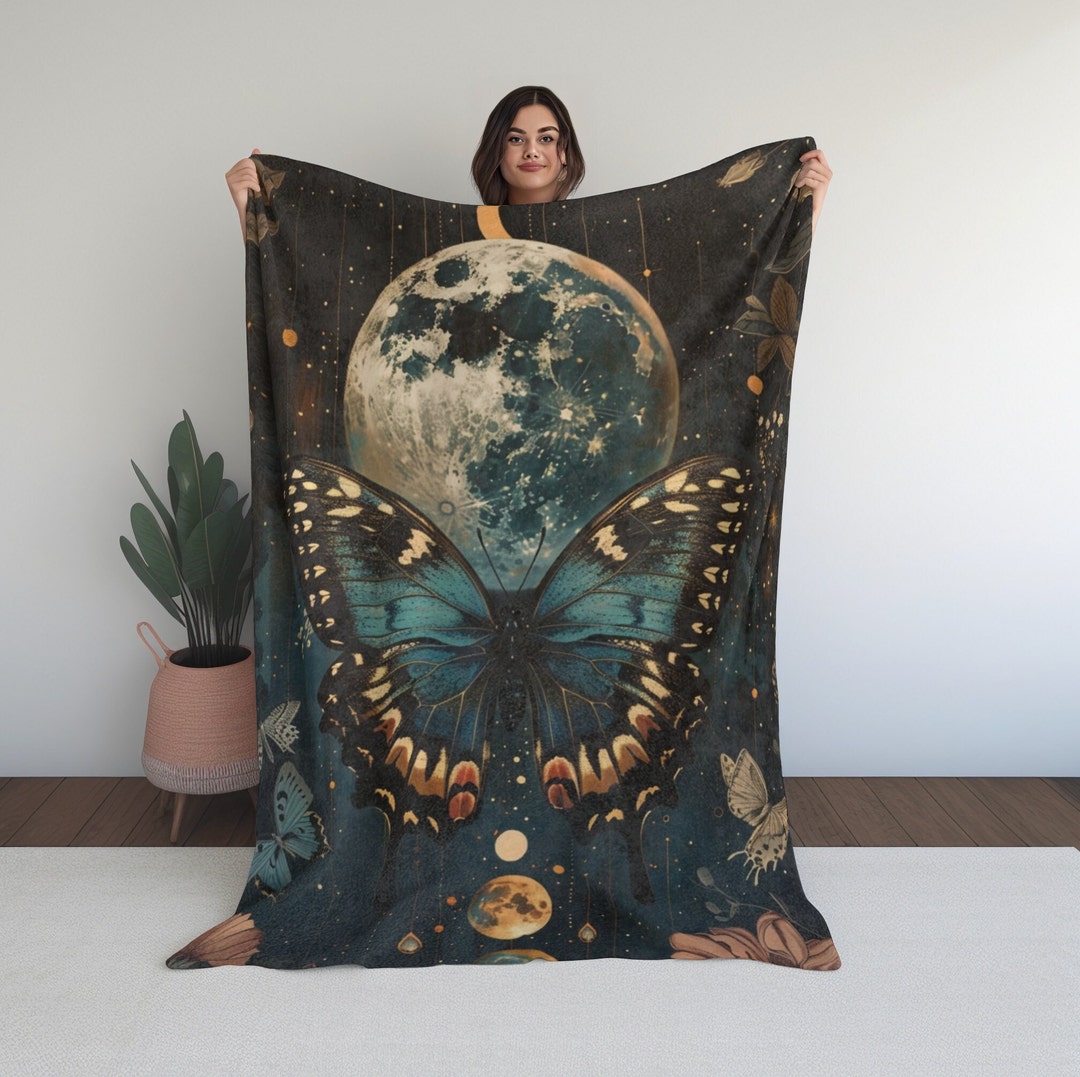 Gothic Moth Blanket, Celestial Moon, Death Head Moth, Dark Academia ...