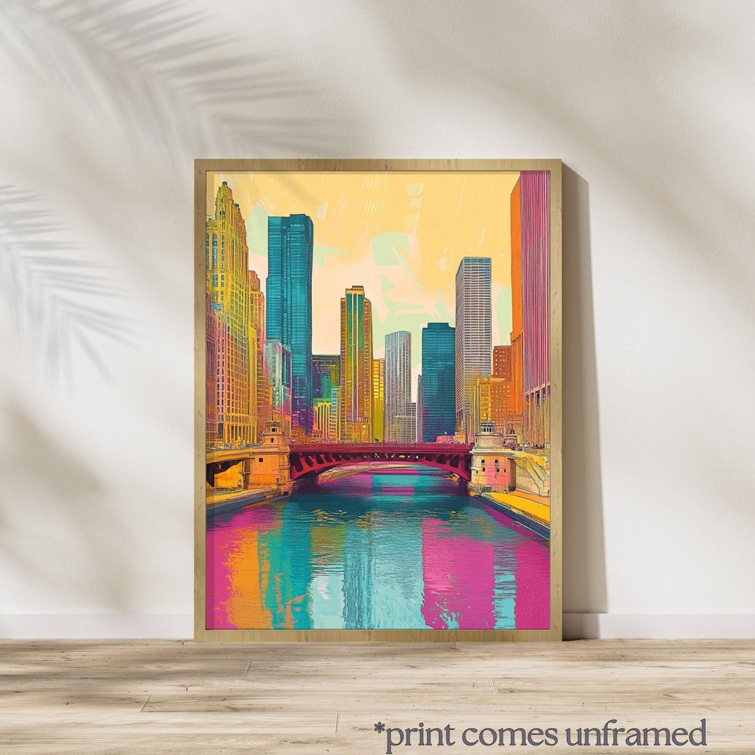 Chicago Art Print, Illinois Art Poster Home Decor, Chicago Skyline Wall ...