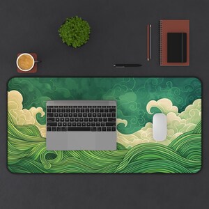 Green Desk Mat, Primordial Earth Desk Mat, Green Mousepad, Matcha Tea ...