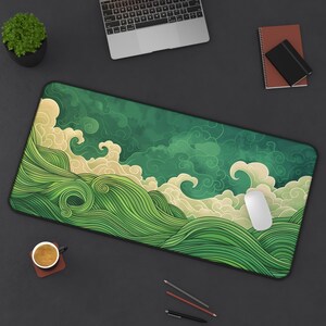 Green Desk Mat, Primordial Earth Desk Mat, Green Mousepad, Matcha Tea ...
