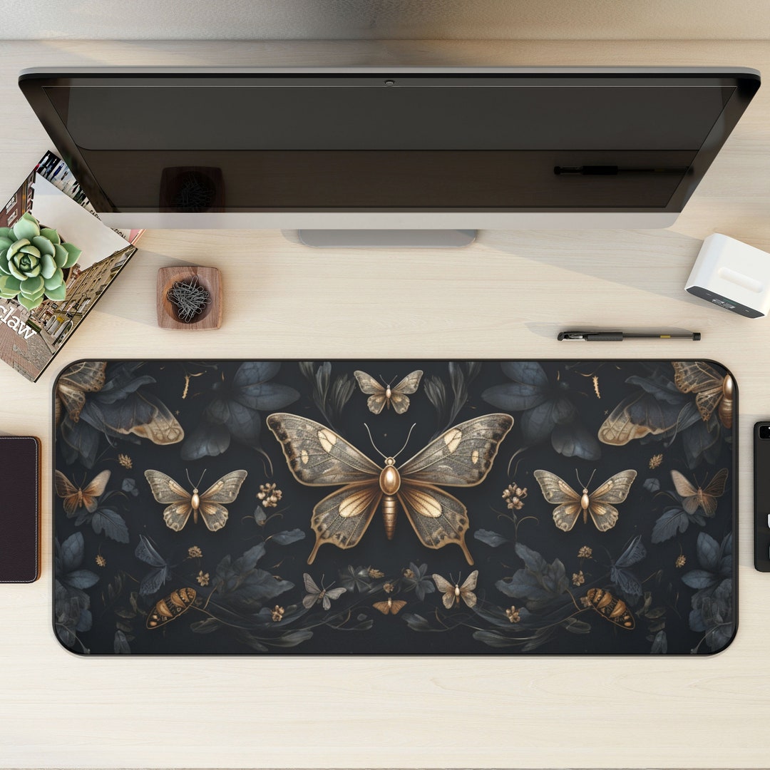 Gothic Moth Desk Mat, Goth Mousepad, Gaming Mouse Pad, Dark Desk Decor ...
