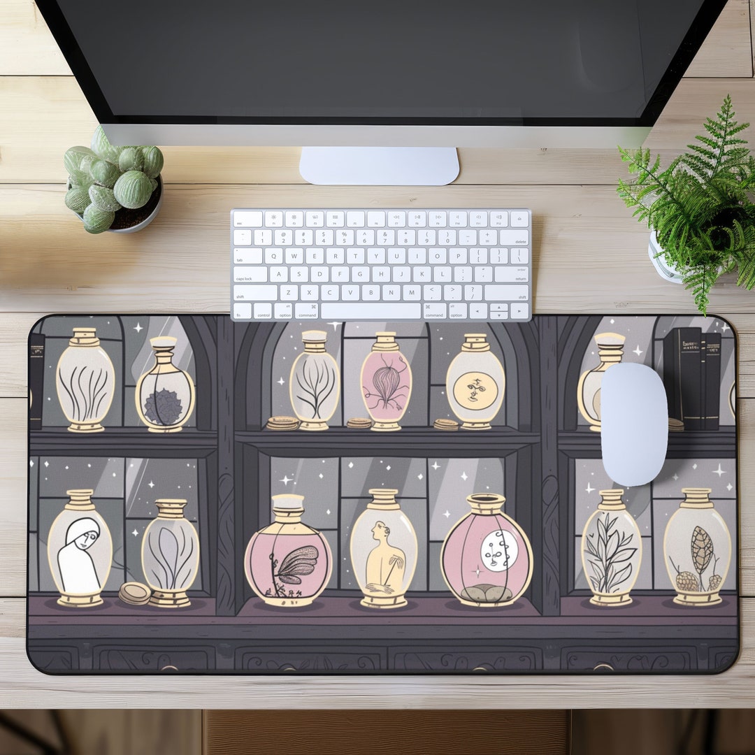 Dark Witchy Cottagecore Desk Mat, Witch Potions Gaming Mousepad, Forest ...