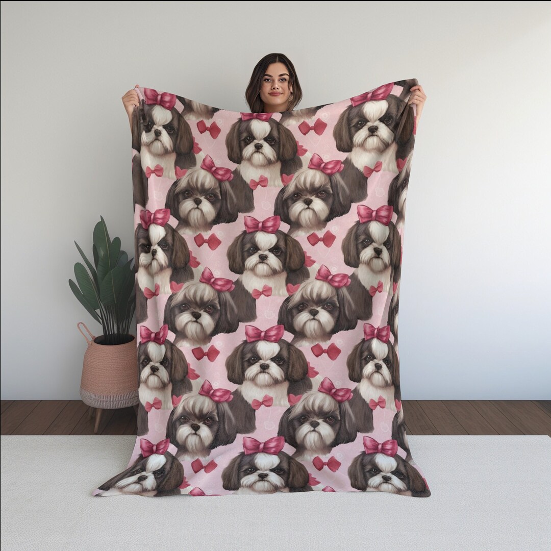 Shih Tzu Blanket for Shih Tzu Mom, Valentine Gift for Shih Tzu Mom ...