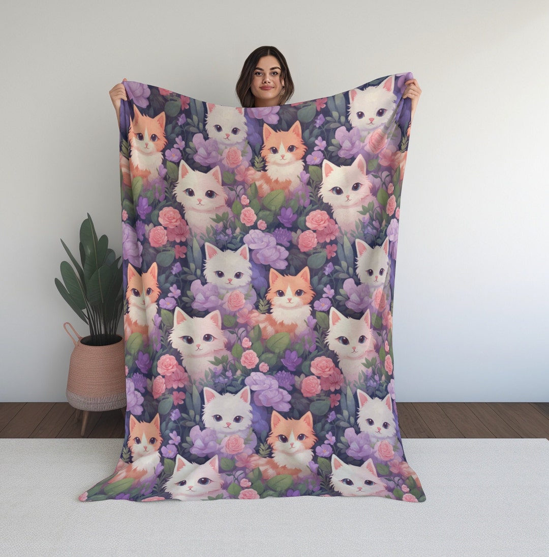 Cute Cat Blanket, Gift for Cat Lover, Crazy Cat Lady, Crazy Cat Blanket ...