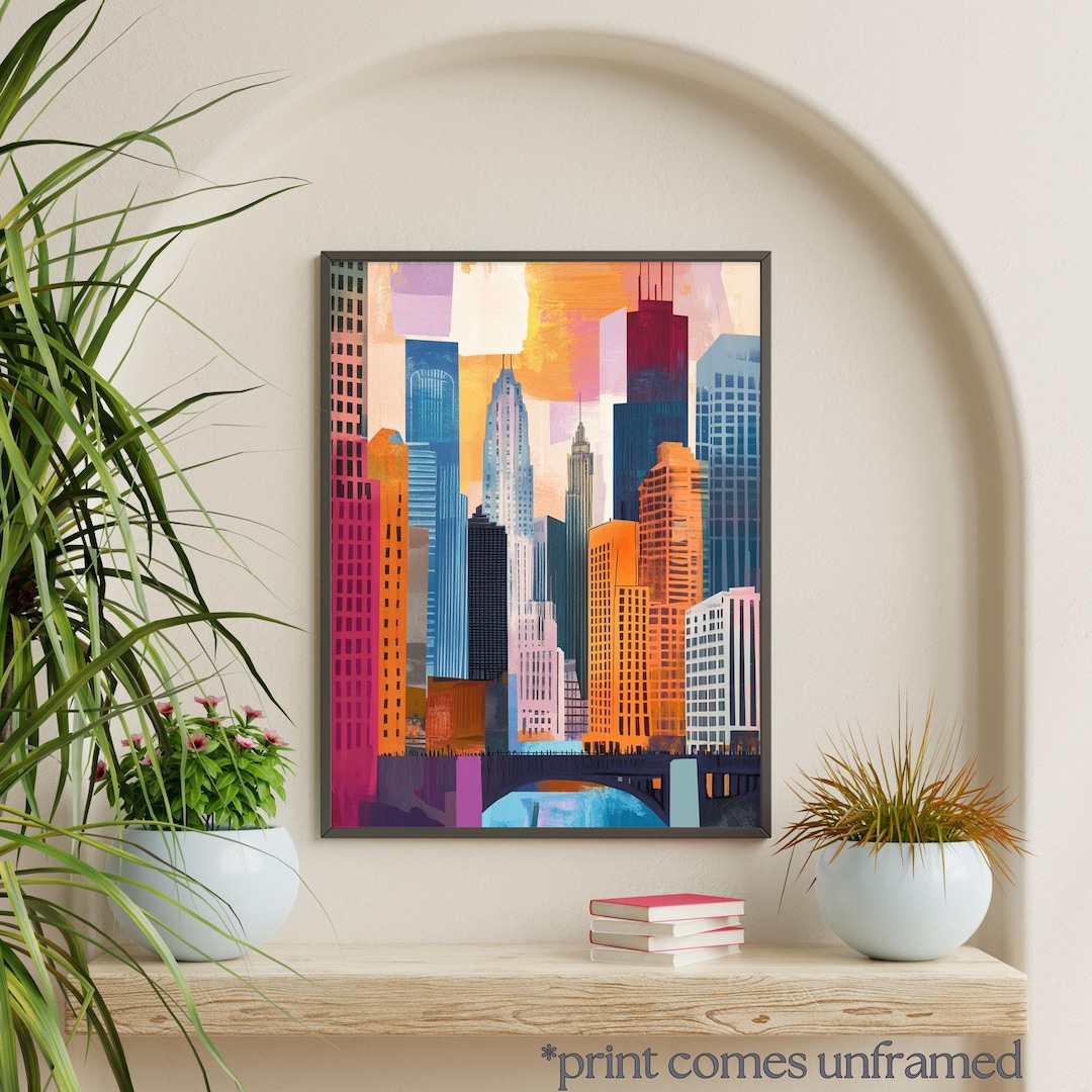 Chicago Art Print, Illinois Art Poster Home Decor, Chicago Skyline Wall ...