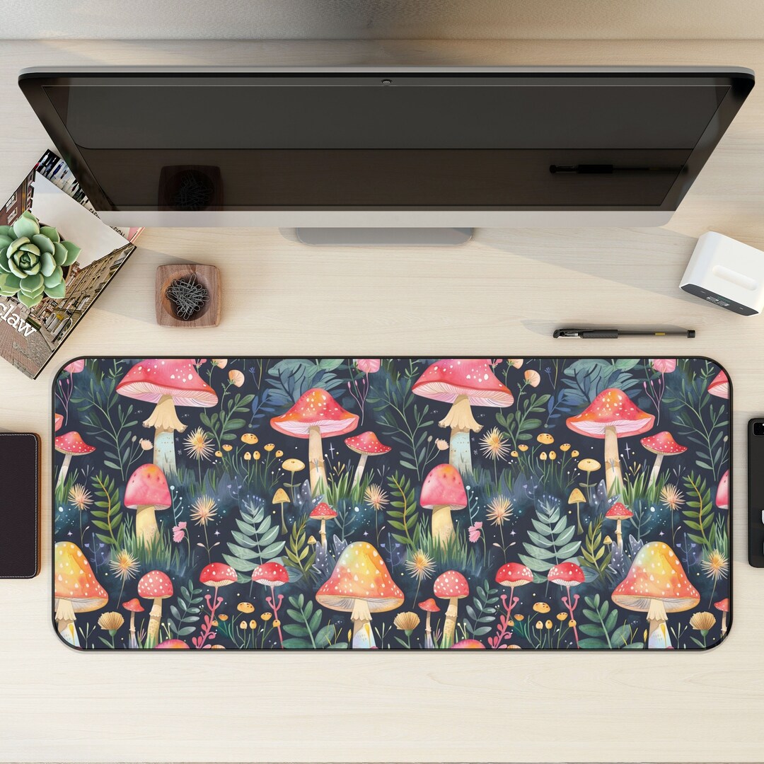 Dark Cottagecore Mat, Fungi Desk Mat, Botanical Mouse Pad, Vintage Desk ...