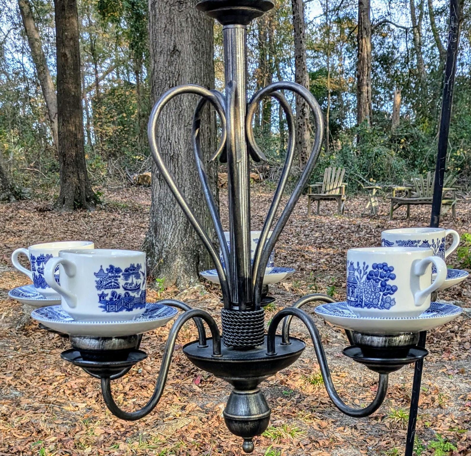Hanging "tea Cup Bird Feeder", Blue Willow Teacups and Saucers, Only ...