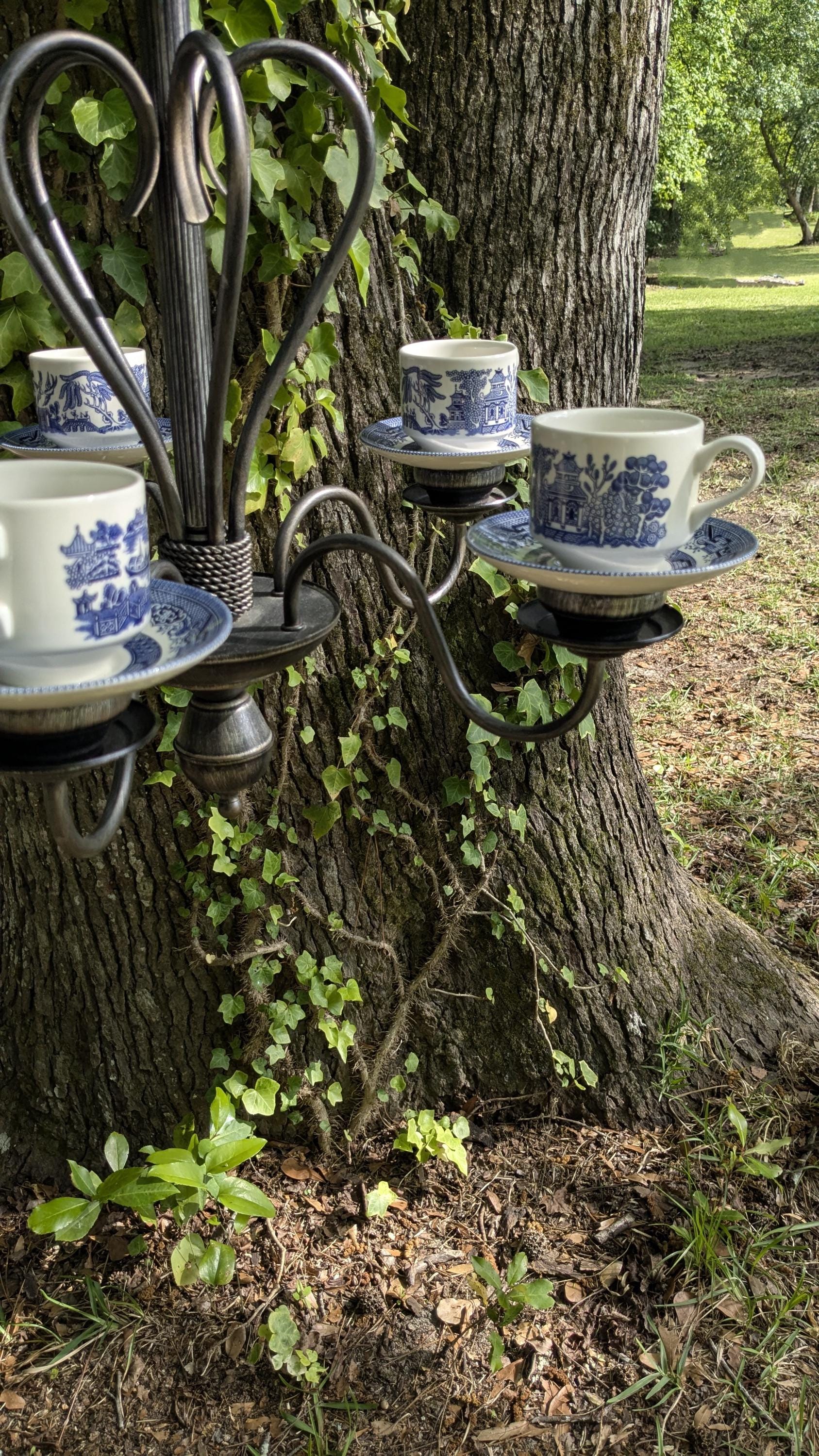 Hanging "tea Cup Bird Feeder", Blue Willow Teacups and Saucers, Only ...