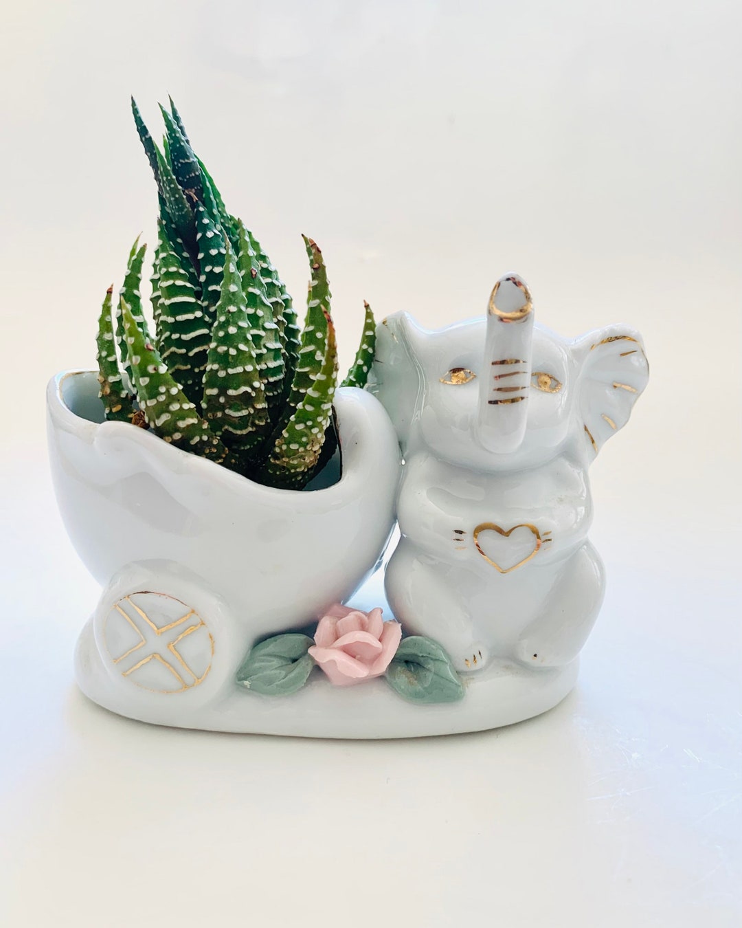 Vintage Lucky Elephant Planter, Jewelry, Ring Holder - Trunk up Good ...
