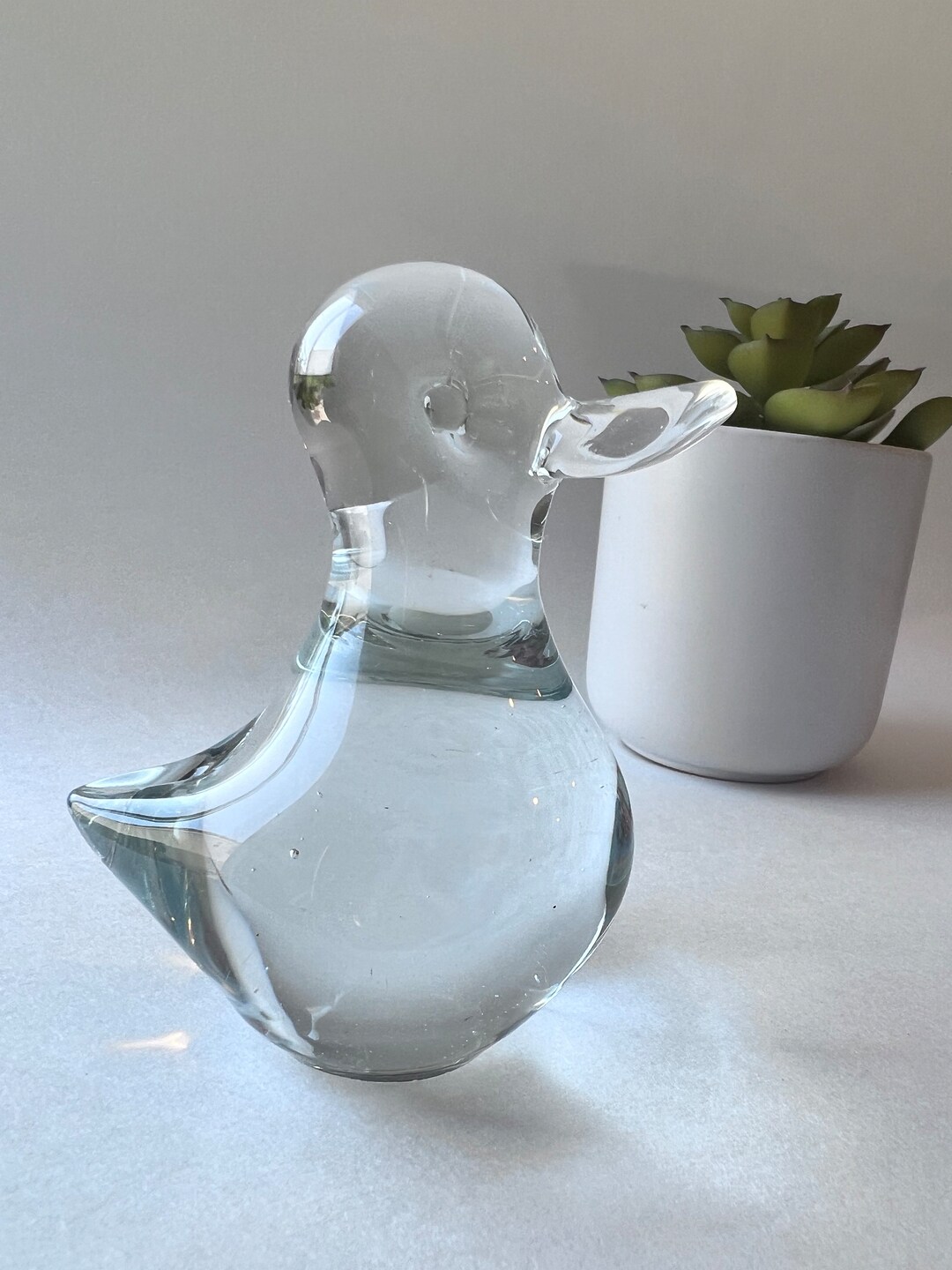 Vintage Glass Duck Figurine Heavy Glass Duck Sculpture - Etsy