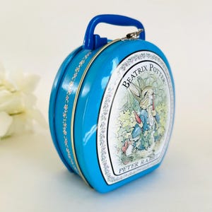 Beatrix Potter Peter Rabbit Embossed Metal Tin Box - Blue Suitcase ...