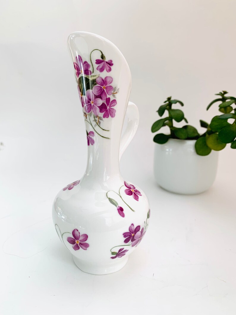Vases Home Décor Water Ewer With Purple Flowers Bone China Pitcher ...
