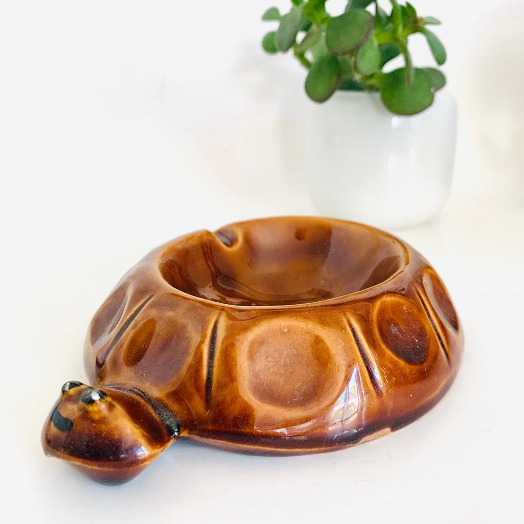 Vintage Turtle Ashtray Brown Ceramic Turtle Mid Century California ...