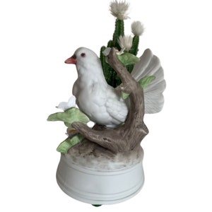 Vintage Dove Perched on A Branch Porcelain Music Box - Wind up Music ...