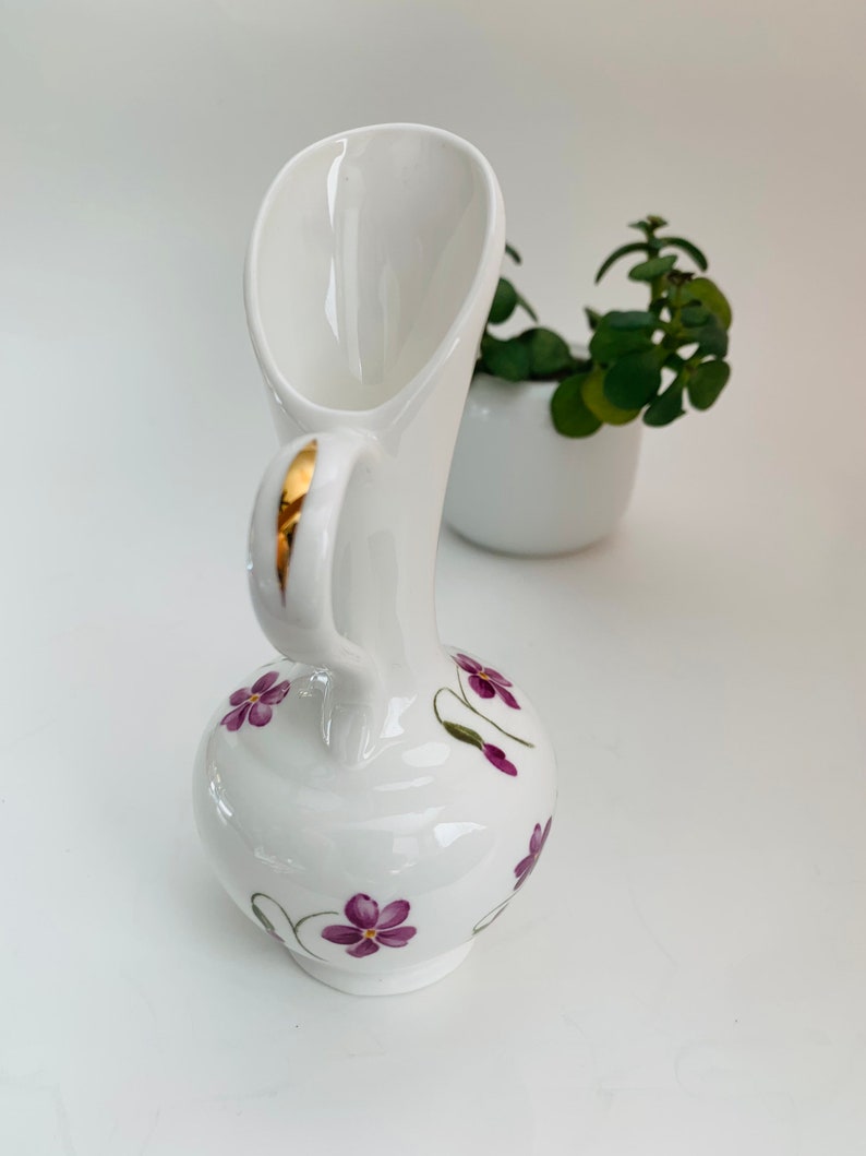 Vases Home Décor Water Ewer With Purple Flowers Bone China Pitcher ...