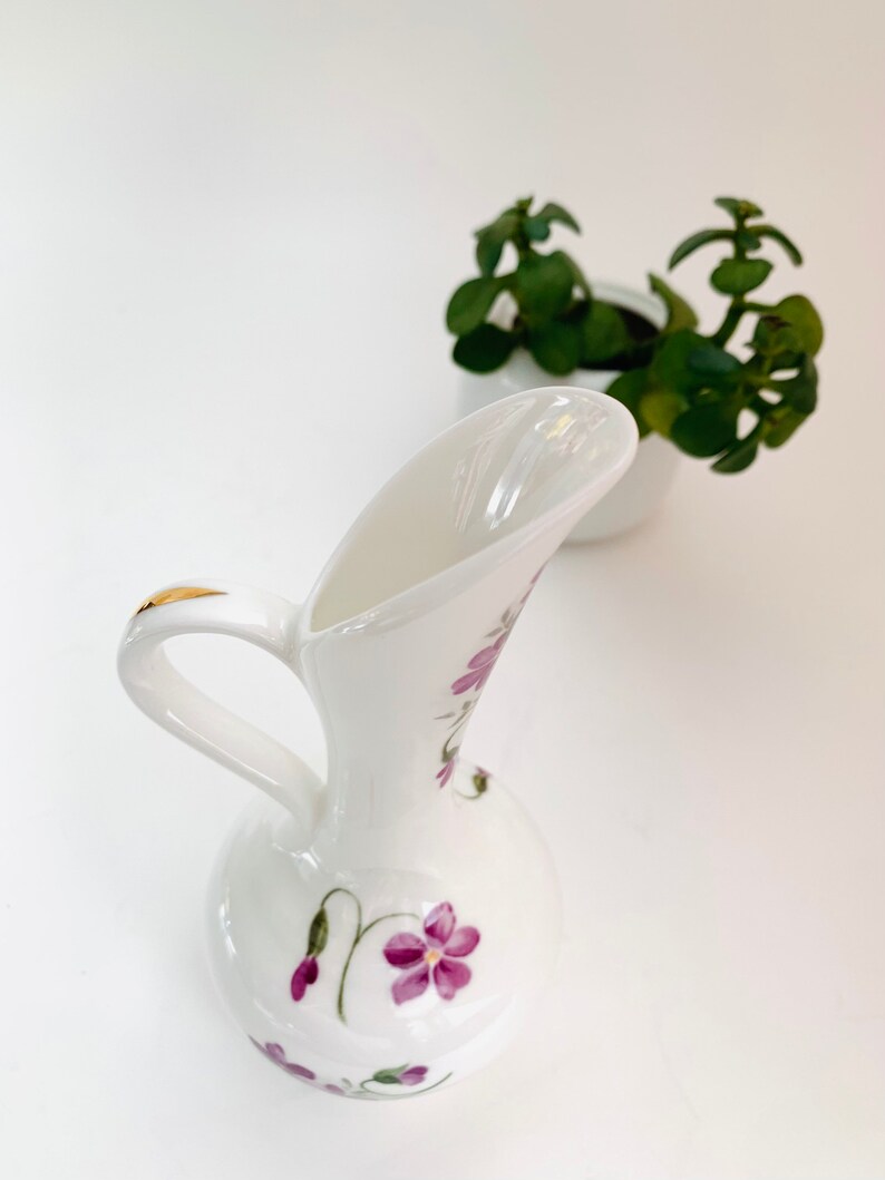 Vases Home Décor Water Ewer With Purple Flowers Bone China Pitcher ...
