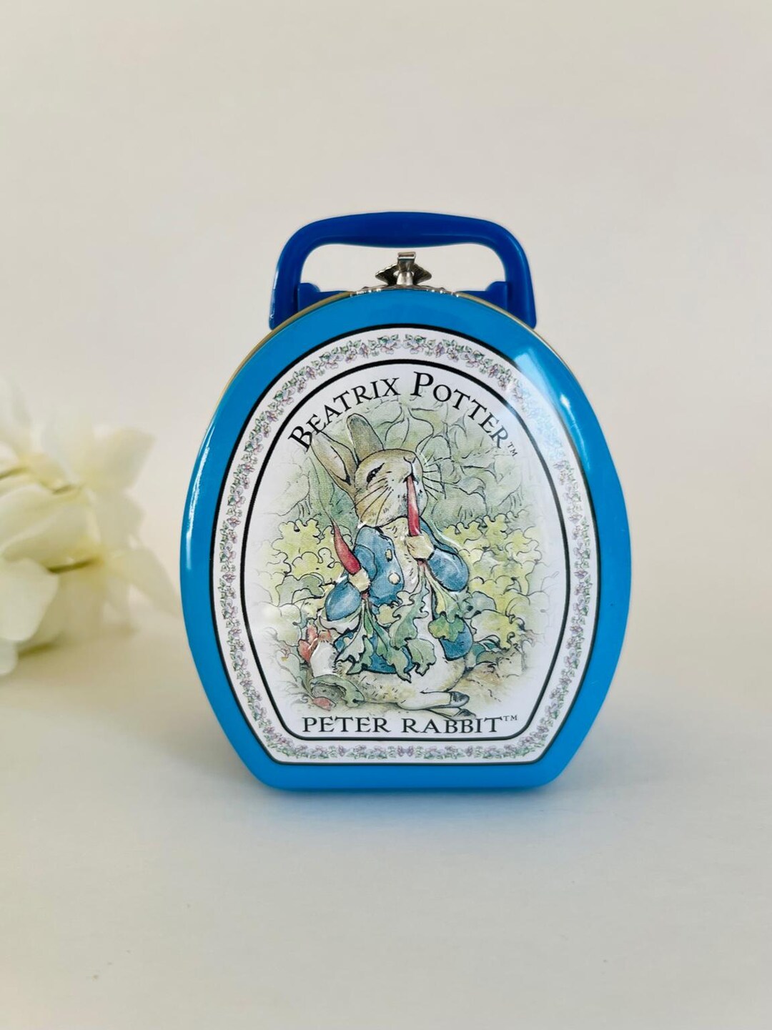 Beatrix Potter Peter Rabbit Embossed Metal Tin Box - Blue Suitcase ...
