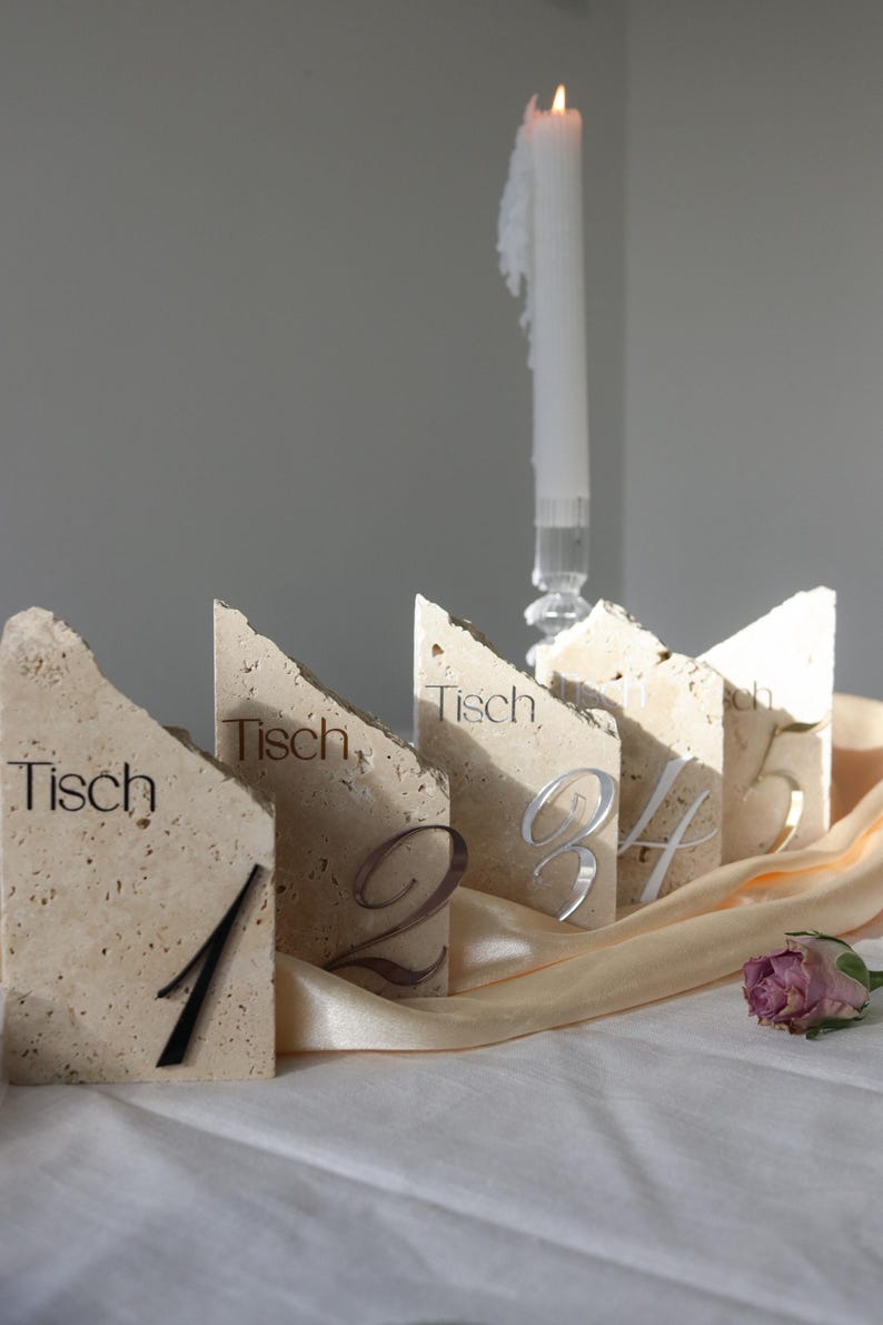 Travertine Table Number Acrylic | Wedding Decoration | Wedding Table ...