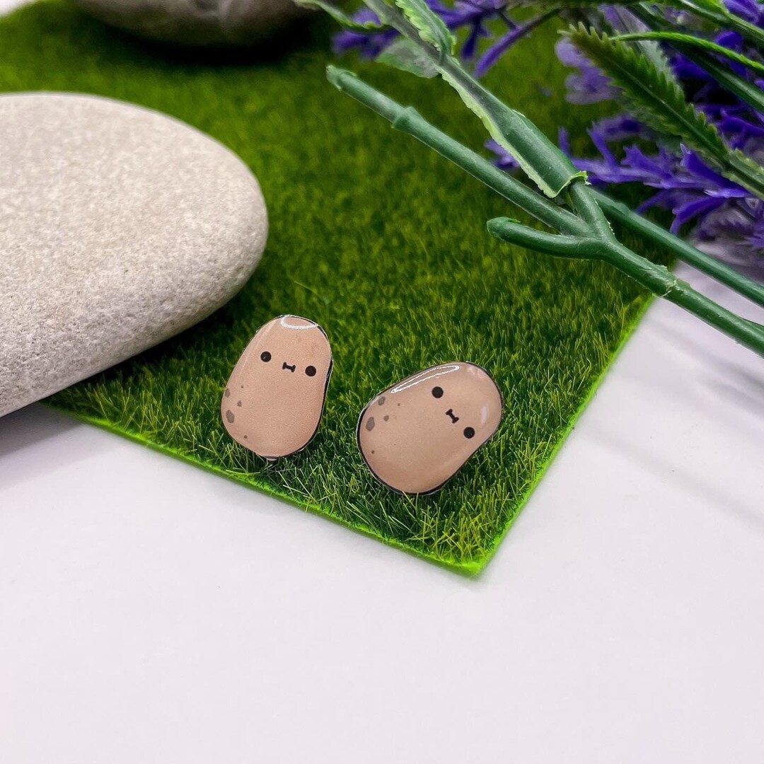 Lobo Earrings With Cute Potato, Cute Face, Kawaii Style, Gift for Girl ...