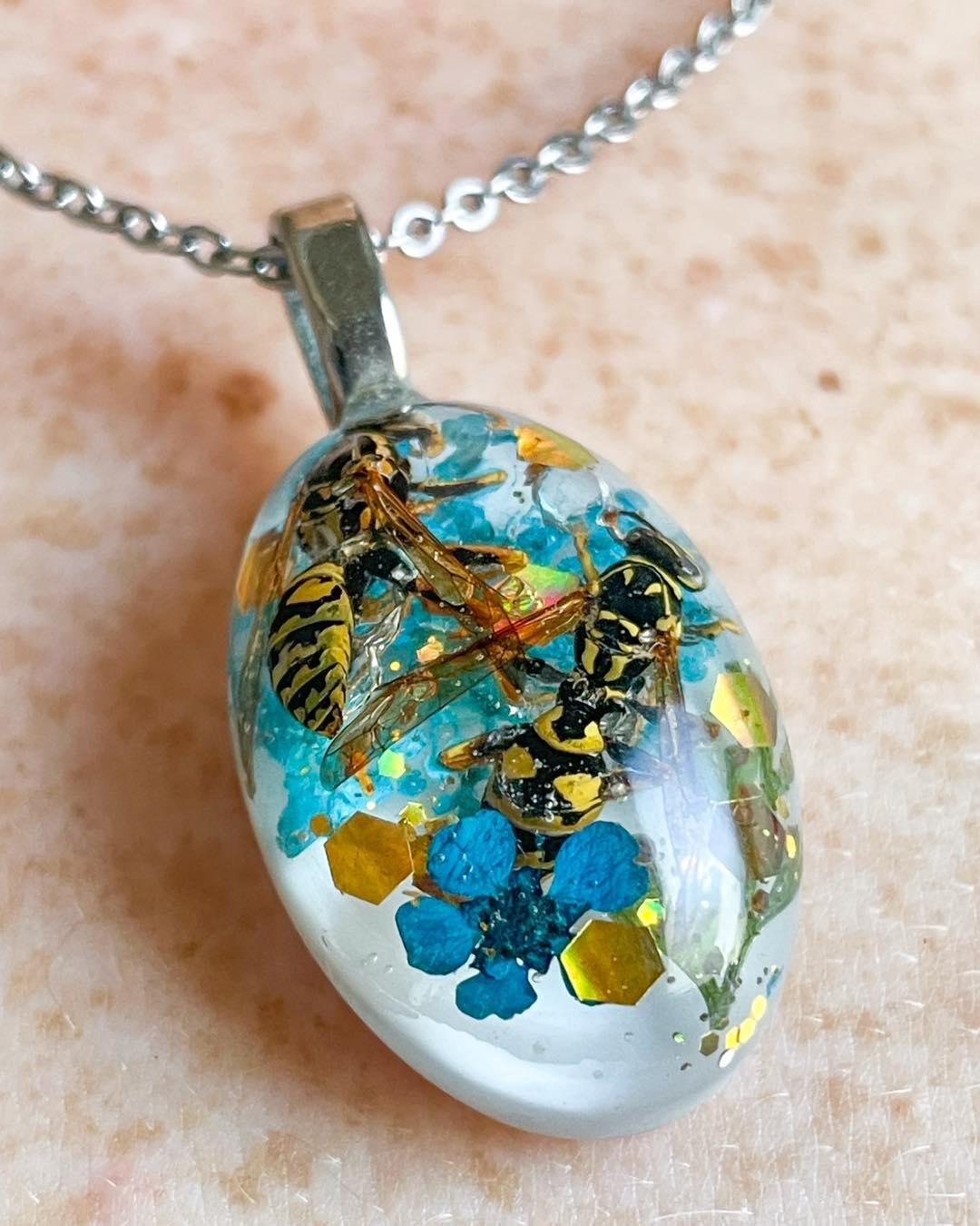 Necklace With Real Wasps, Real Insect, Real Dried Flowers, Unique and ...