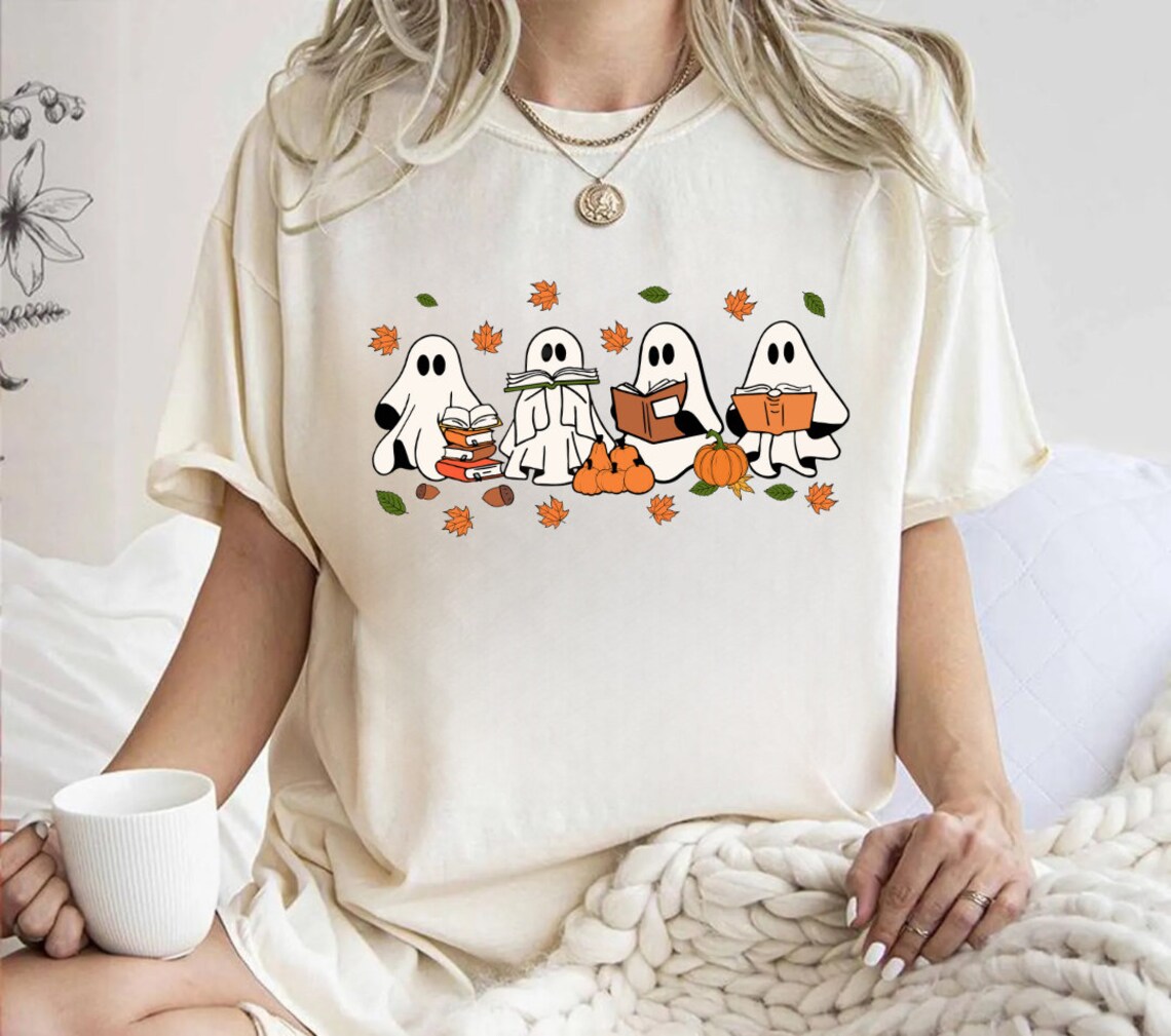 Book Lover Halloween PNG, Cute Ghost Book Nerd, Ghost Halloween Png ...