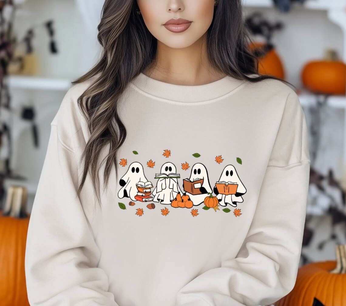 Book Lover Halloween PNG, Cute Ghost Book Nerd, Ghost Halloween Png ...