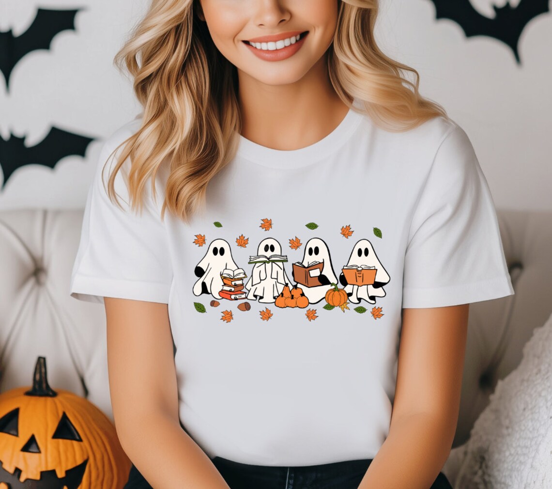 Book Lover Halloween PNG, Cute Ghost Book Nerd, Ghost Halloween Png ...
