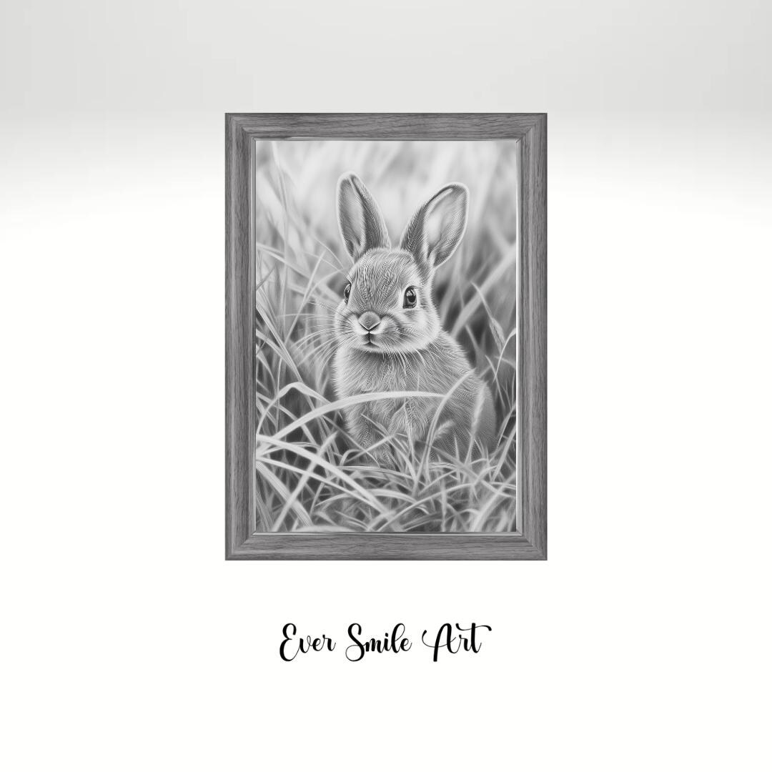 Printable Vintage Rabbit Sketch Wall Art Bunny Drawing Farmhouse Animal ...