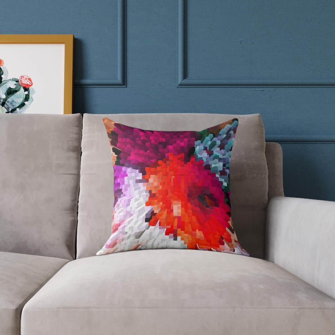 Colorful Pixel Art Decorative Pillow, Modern Home Décor, Cozy Accent ...