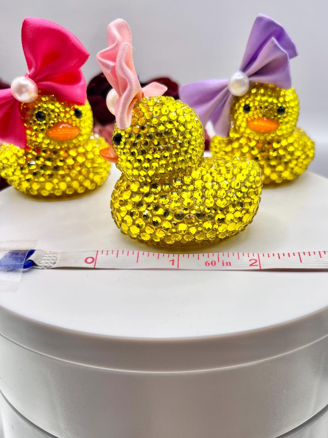 Mini Yellow Glass Rhinestone Rubber Duck, Sparkly Mini Bling Cheer Duck ...