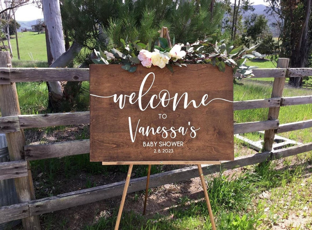 Welcome Baby Shower Sign, Rustic Baby Welcome Sign, Baby Shower Easel ...