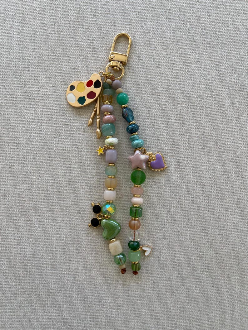Handmade Beaded Keychain: Artist Palette Charm, Art Lover Gift - Etsy