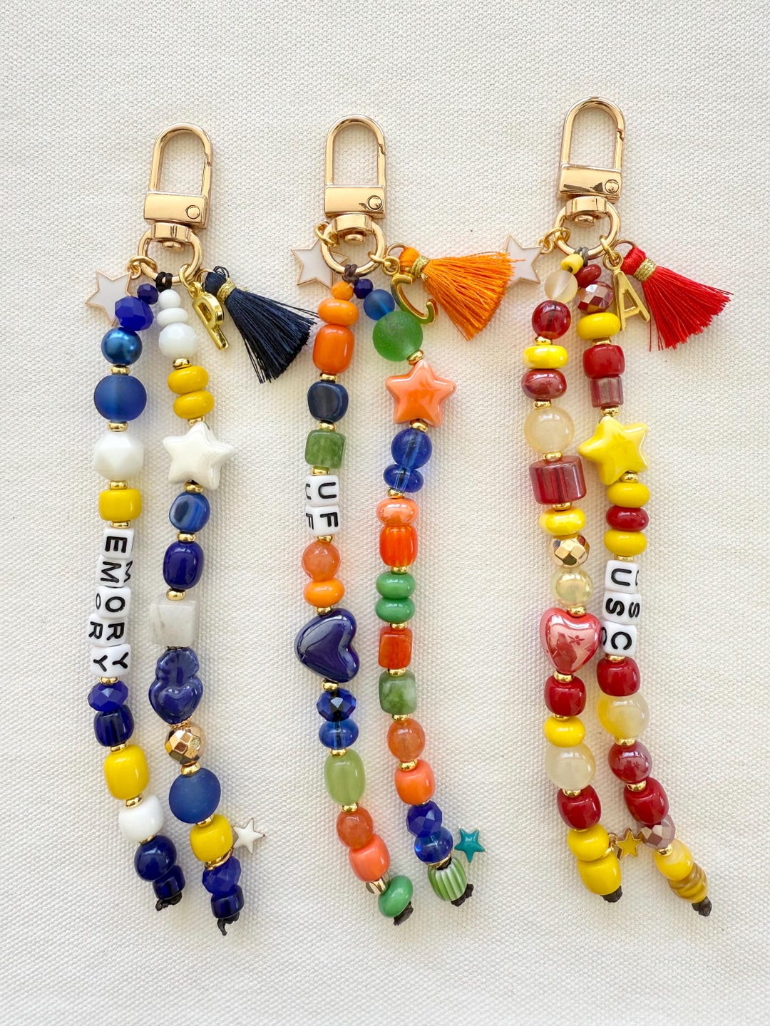 Custom Beaded Team Keychain, Personalized College Colors - Etsy