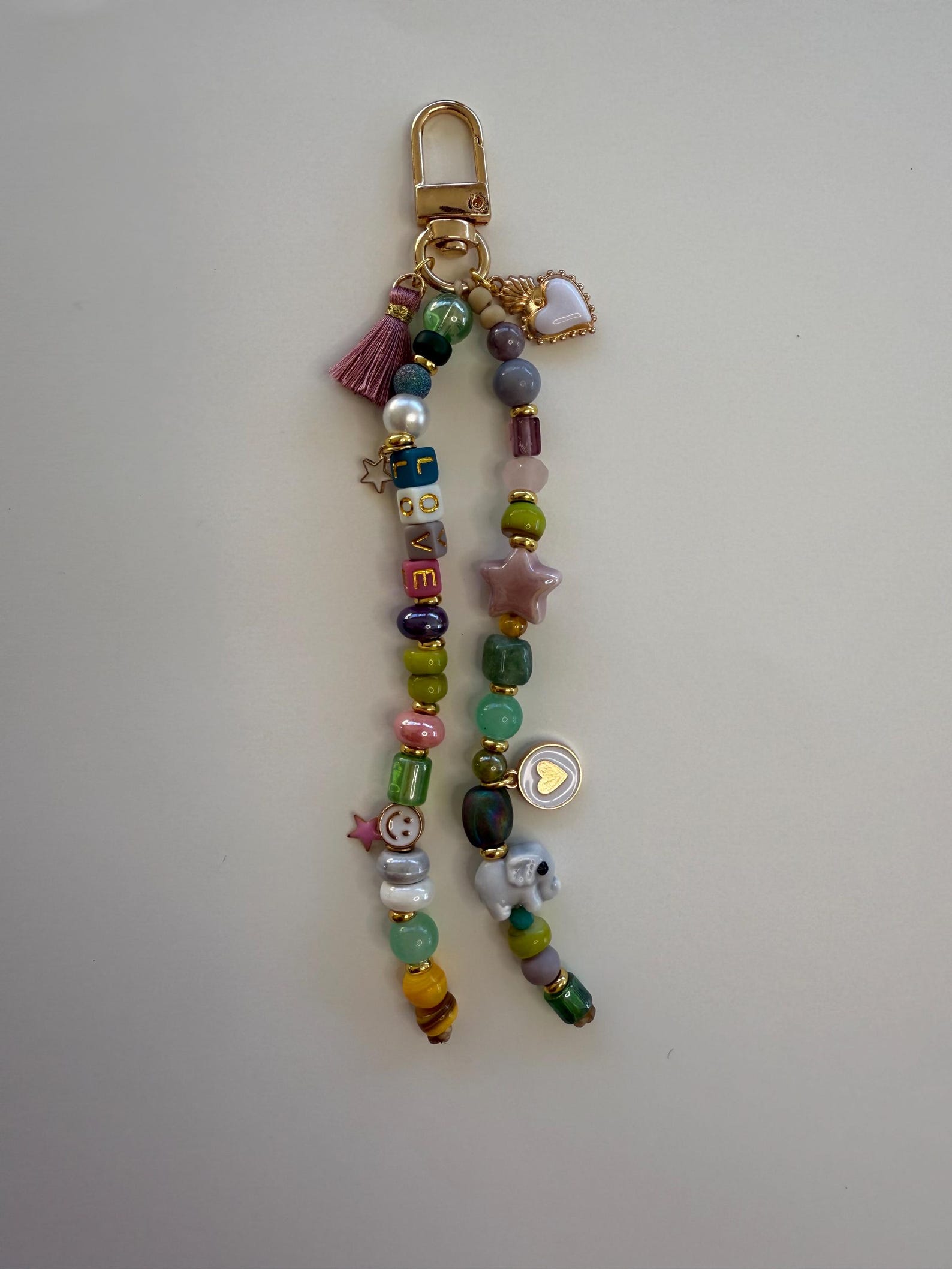 Handmade Multicolor Beaded Keychain With Heart and "love" Charm ...