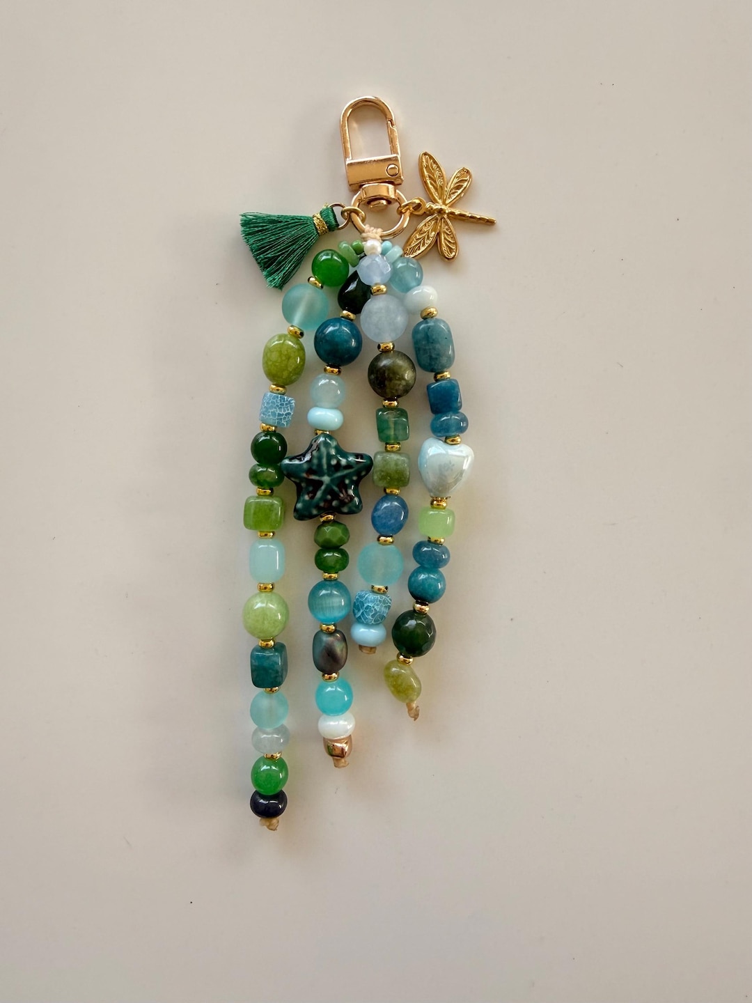 Deep Blue Cascading Beaded Bag Charm & Keychain, Customizable - Etsy