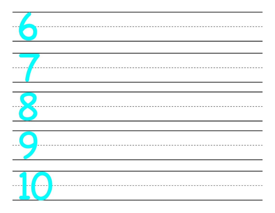 Printable Handwriting Practice Sheets Learning Numbers 1-10 - Etsy
