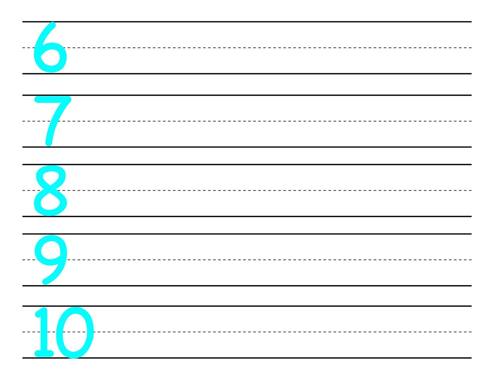 Printable Handwriting Practice Sheets Learning Numbers 1-10 - Etsy