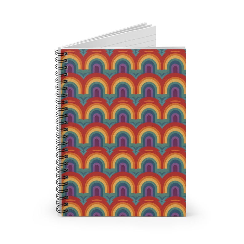 Retro Rainbow Spiral Notebook, Pattern Notebook, Rainbow Journal ...