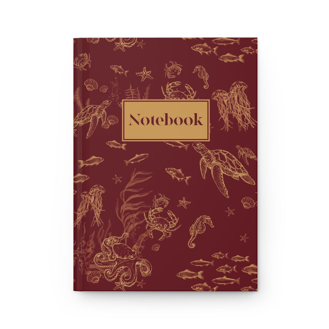Red and Gold Sea Notebook, Ocean Notebook, Fishing Journal, Beach Diary ...