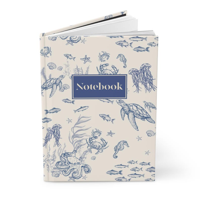 Blue and White Sea Notebook, Ocean Notebook, Fishing Journal, Beach ...