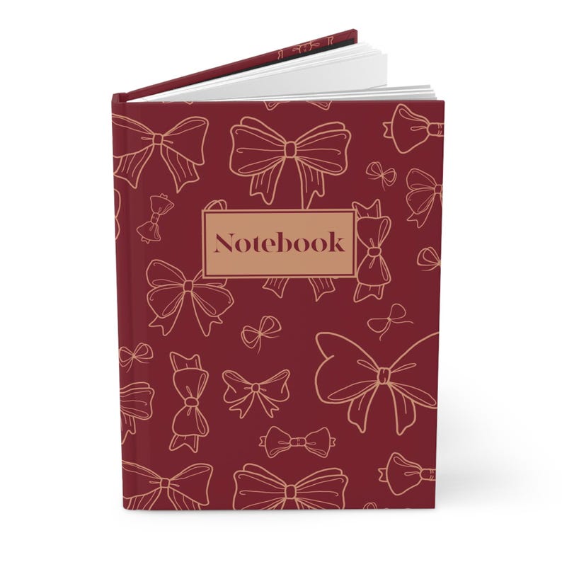 Red and Yellow Bow Notebook, Bow Pattern, Book Lover, Bow Journal ...
