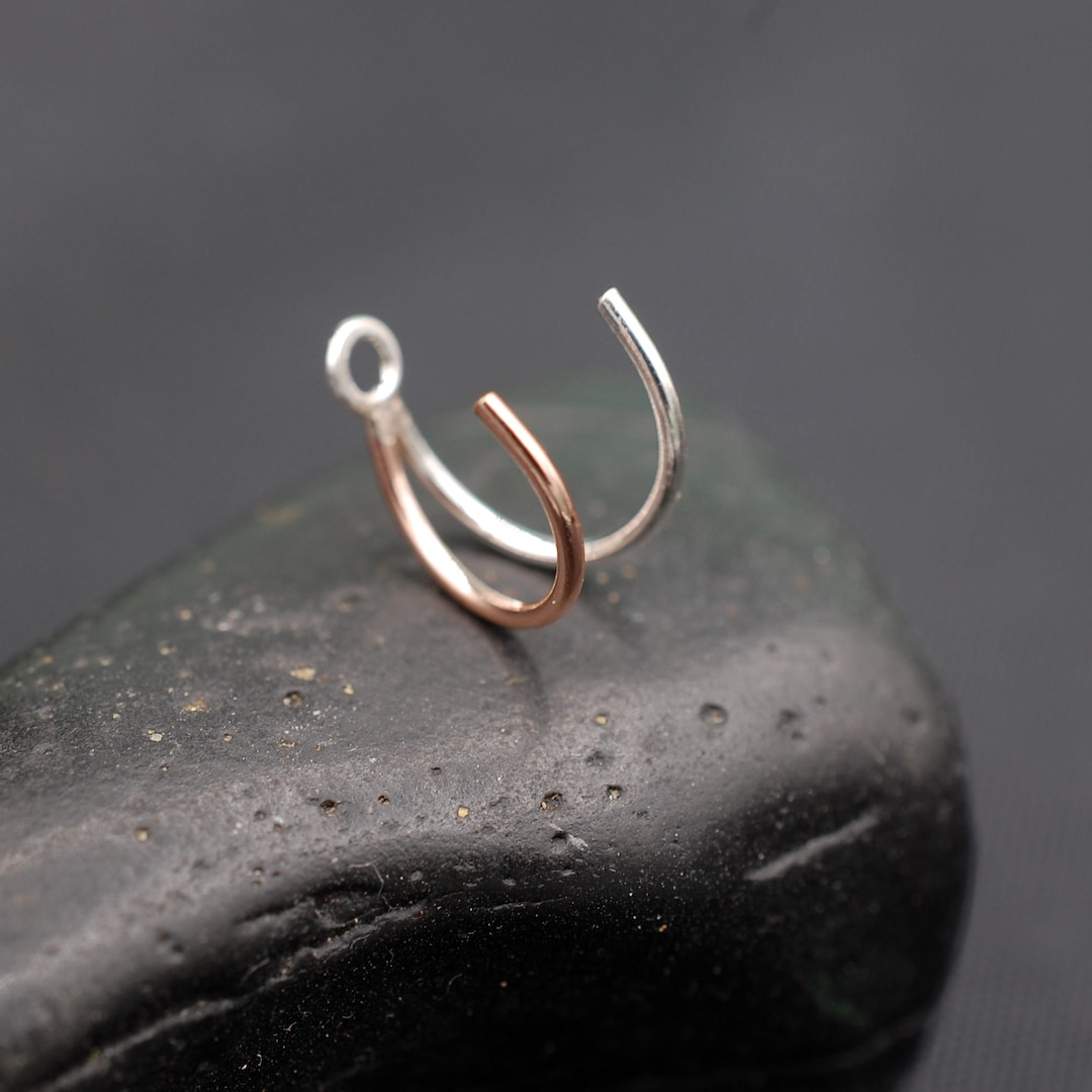 Mixed Metal Nose Ring * Rose Gold & Silver Nose Hoop * Turn Your Nose ...
