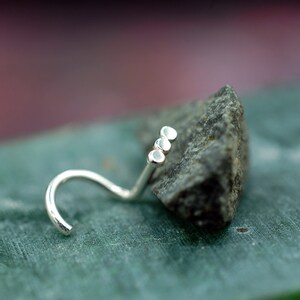 Triple Flat Dots Minimal Nose Stud – A Tiny Silver Bar Nose Stud, Flush Style Flat to the Nose ...