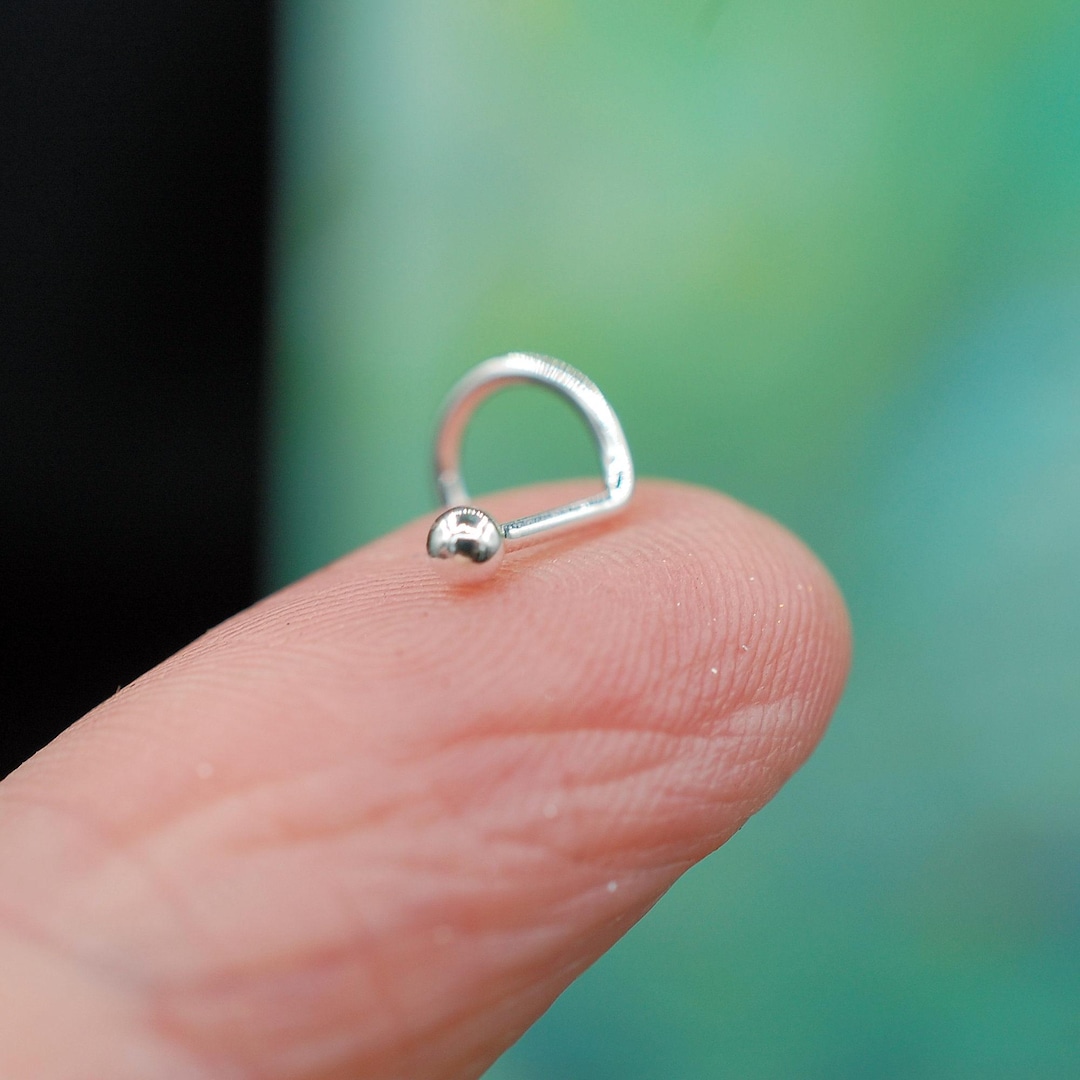 Silver Ball Tiny Nose Stud - 2mm Ball Nose Ring - A Minimalist Nose ...